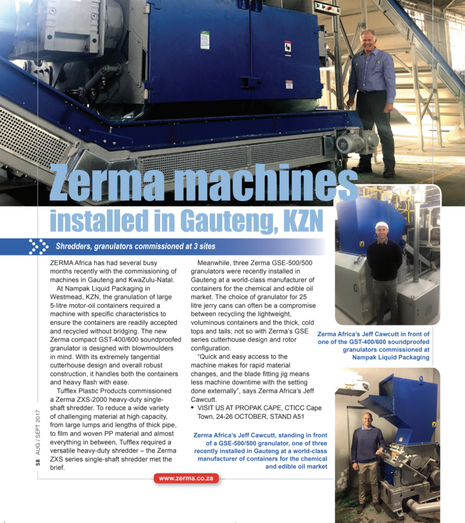 Zerma machines installed in Gauteng, KZN – Zerma Africa