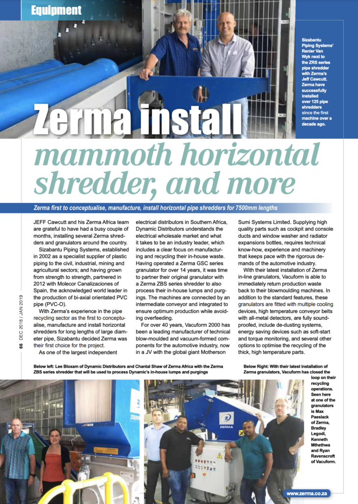 Zerma install mammoth horizontal shredder, and more – Zerma Africa